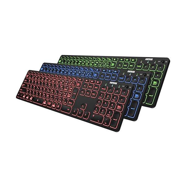 7色ユニークなバックライト搭載: 7色のエレガントな LEDバックライト付き、3段階の輝度を調整できます。・3台デバイスの間に簡単にクリックすると切り替える:このキーボードは同時に3台のデバイスと接続できます。簡単にクリックすると 3台のデ...