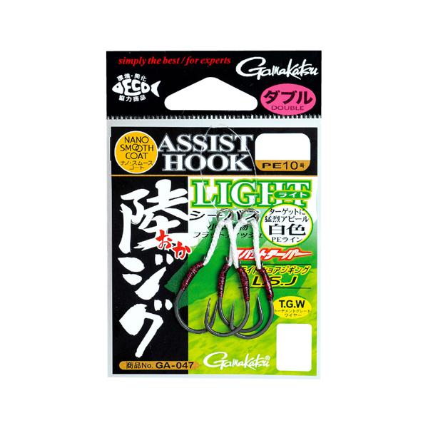 L.S.J.(ライトショアジギング)専用アシスト。 鋭利なスパットテーパーと ナノスムースコートにより、 ジャレつく魚も速攻フックアップ。 魚へのアピール効果を備えた白色アシストライン搭載。 ・フック：S ・PE：10 ・寸法：10 ・入数...