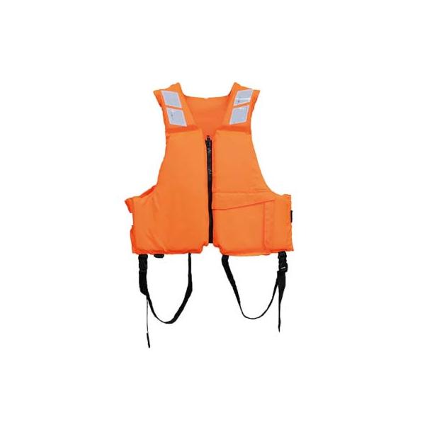 幅広い用途にご使用頂ける、ベーシックな小型船舶用救命胴衣です。 両サイドにアジャスターが付いているので、体型に合わせてサイズ調節が可能です。樹脂製笛付き。 遠くからでも認識できる、蛍光オレンジを採用。 腕周りが動かしやすい大きなアームホール...