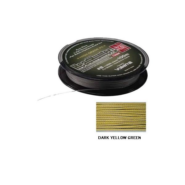 ハイグレードPEを採用し、従来の「HEAD HUNTER-RS」に較べ直線強度で120％以上もパワーアップしました。さらに特殊樹脂加工で耐磨耗性も向上。そして若干の「コシ」と「ハリ」も付加し、使いやすさも一層向上。#6は摩擦抵抗が少ない植物...