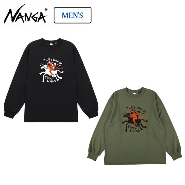 ※掲載の商品は実店舗、別モールでも販売しておりますため、在庫更新のタイムラグにより欠品となる場合がございます。馬に乗り、槍を掲げるダウンマンを大胆に描いたロングスリーブTシャツ。「It’s time to start living（今こそ人...