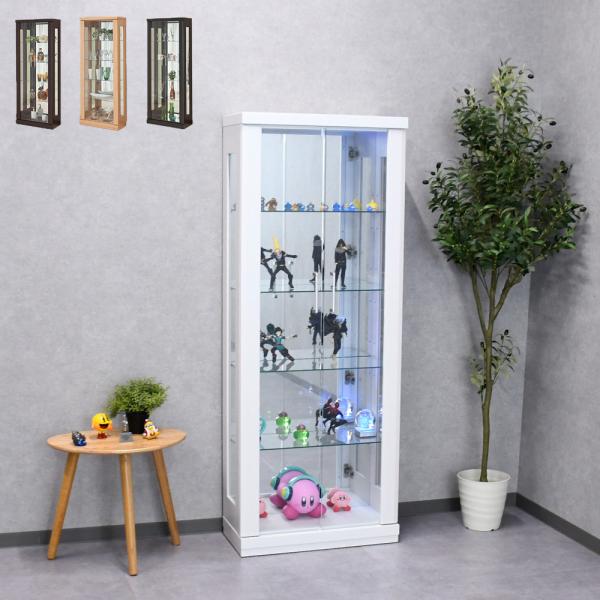 背面ミラーのおしゃれな5段コレクションケースになります。リビング収納や、コレクションを飾ったり、推し活グッズの展示ケースにもおしゃれに使えます。飾り棚 ハイタイプ おしゃれ 62cm幅 ガラスケース 背面ミラー リビング収納 推し活 コレク...