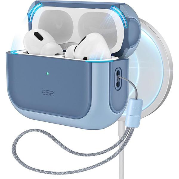 [バーコード] 4894240289181[型番] ESR801AirPods Pro 3 TPU ポリカーボネート ブルー ストラップホール ハンドストラップ 磁石付き AirPods 第3世代 MagSafe規格のワイヤレス充電・吸着 ...