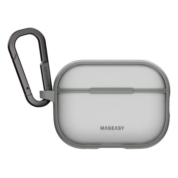 [バーコード] 4895241131493[型番] ME_AD2CSPTRC_TGAirPods Pro 第1世代 AirPods Pro 第2世代 グレー TPU ポリカーボネート タフケース カラビナ サラサラ Qi規格のワイヤレス充電...