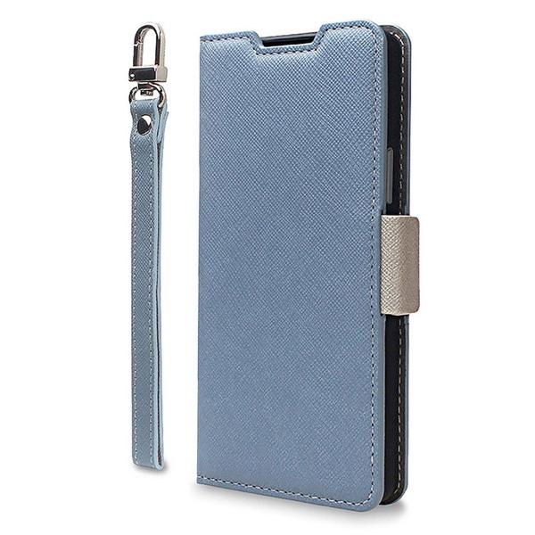 [バーコード] 4580781525061[型番] CR_BA3CSPLNA_AGBASIO active3 TPU 合成皮革 PUレザー ストラップホール 手帳型 ストラップ カードホルダー ハンドストラップ 磁石付き Alice Blu...