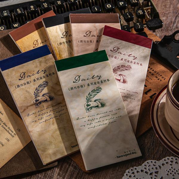 品番｜NS125種類｜紙素材数量｜30枚入（15種類, 各2枚）材質｜紙特徴｜英語の手紙や楽譜、ラベルなど　　　アンティーク染め素材紙