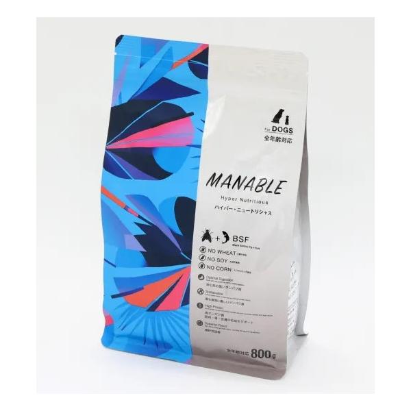 マナ：食物（ヘブライ語・アラビア語）＋Bless ： 恵を受ける、祝福する＝MANABLESS　食物の恵み、大地の恵み（造語）Zemach Extrufeed 社（イスラエル）が提供する、食物アレルギーのある成犬のための総合栄養食