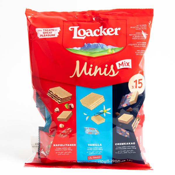 Loacker Minis Mixロアカー ミニーズミックス 15粒入り150g3種類アソート ウエハース ウェハース ローカー 個包装 イタリアみやげ イタリア土産 輸入菓子ロアカーミニーズミックスはちっちゃくて可愛いサイズのウエハースア...