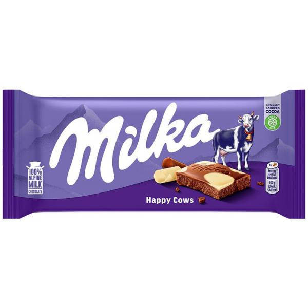 Milka ミルカハッピーカウ 90g×1個ミルクチョコレート 板チョコ ドイツ土産 輸入菓子 夏季クールスイス産アルペンミルクを100%使用しているなめらかなチョコレートです。紫のパッケージと牛モチーフがかわいい、クリーミーなチョコ。19...