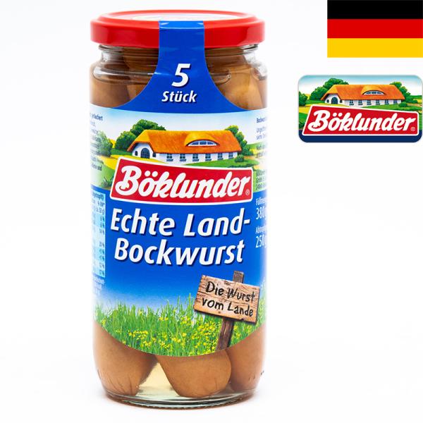 Boklunder Bockwurst ブックルンダー ボックブルスト一瓶5本入り250g ソーセージ瓶詰老舗メーカー ドイツ製 本場 ドイツ土産 BBQブックルンダー社は1934年設立の老舗。ブナの木を使ってスモークされた正統派のソーセー...