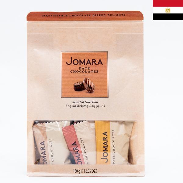 Jomara ジョマーラデーツチョコレート3種アソート 1箱あたり14個入180g個包装 ナッツチョコレート ナツメヤシ ドバイ アラブ首長国連邦 UAE 夏季クール完熟した有機デーツ（なつめやし）にオレンジピール、アーモンド、ピーカンナッ...