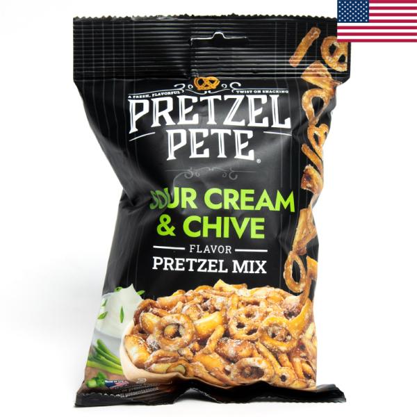 Pretzel Pete Sour Cream&amp;Chiveプレッツェルピート プレッツェルミックスサワークリーム＆チャイブ味 160gプレッツェルスナック おつまみ アメリカみやげ形の違うプレッツェルをミックスしました。サワークリー...