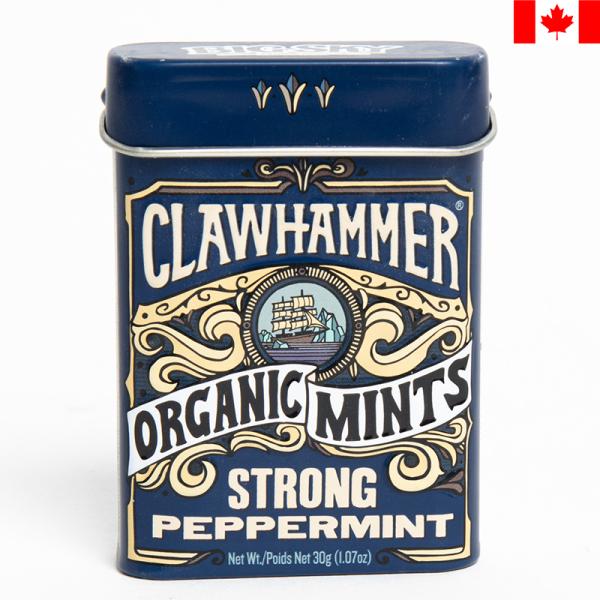 Big Sky - Clawhammer Strong Peppermintビッグスカイ クローハマーストロングミントキャンディー 30gラムネ菓子 缶入り タブレット 飴 あめ カナダみやげサトウキビ糖と天然香料を使用したタブレットキャン...