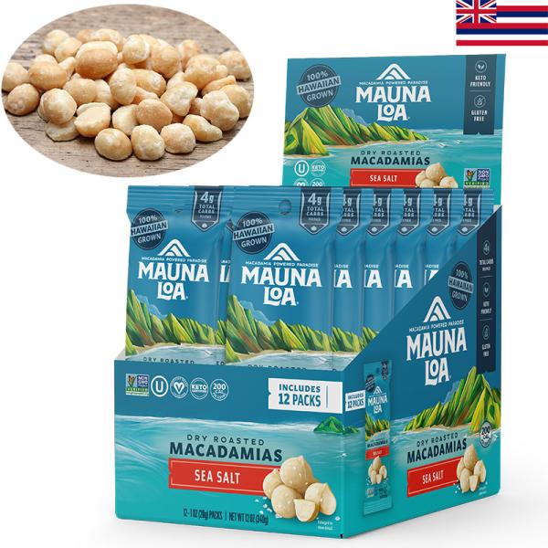 MAUNALOA マウナロアシーソルト マカダミアナッツスナックサイズ 28g×12袋セットばらまき用 マカデミア ハワイ土産 輸入食品マカデミアナッツ販売シェア世界No.1ブランド！じっくりドライし香ばしくローストしたマカダミアナッツを、...