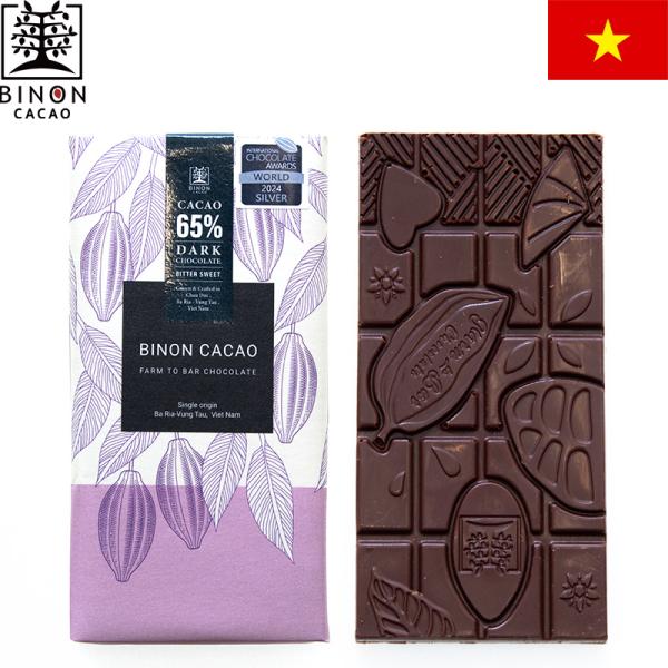 BINON CACAO ビノンカカオタブレットチョコレート ダーク65% 45gダークチョコ ハイカカオ 個包装 ベトナム 夏季クール★インターナショナルチョコレートアワード（ＩＣＡ）2024世界大会 銀賞ベトナムカカオは、南国フルーツを思...