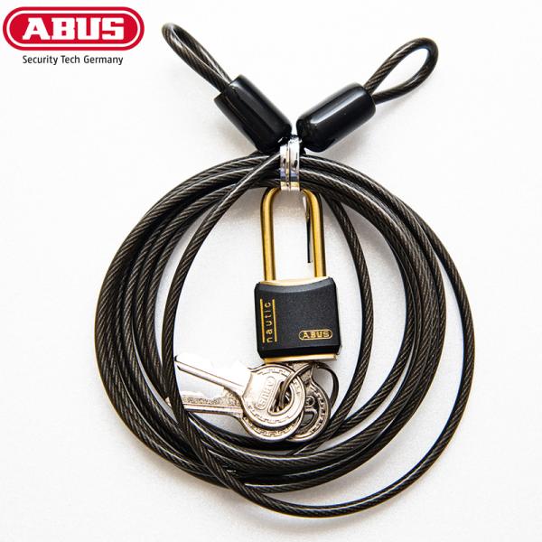 ABUS / アブス アバスワイヤー付き南京錠 15mmワイヤーロック 鍵 南京錠 スーツケース用 1.5m 施錠 防犯 セキュリティ 旅行 トラベル世界110カ国以上で認められている世界最高品質のABUS社製の南京錠は、バージン材のみを使...