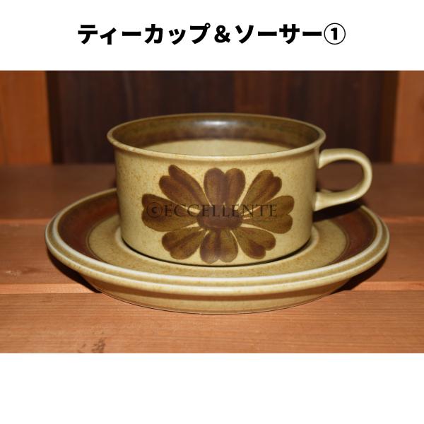 アラビア（ARABIA）のグンヴァル・オリン・グロンクヴィスト（Gunvor Olin-Gronqvist）によりデザインされたトゥントゥリ（Tunturi）シリーズのティーカップ＆ソーサーです。ブラウンでシックに描かれた花が、落ち着いた雰...