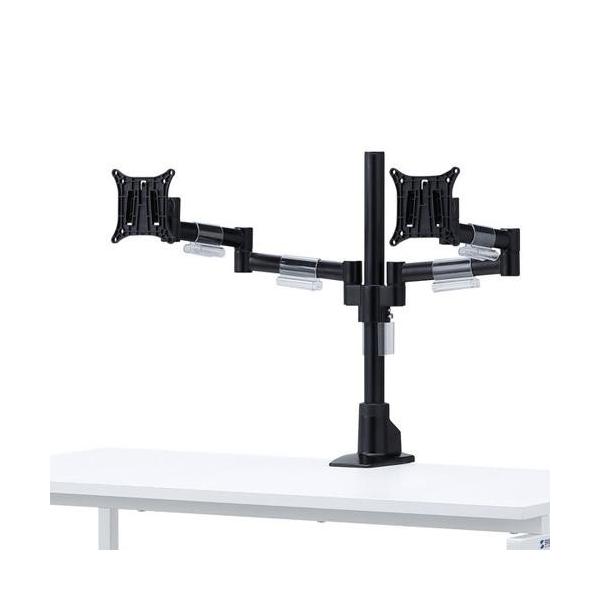 ■水平空間に対して全方向に自由に動かすことができます。■高さ方向は、支柱上で任意位置に固定することができ、机上面から153〜553mmの高さまで調節することが可能です。■設置方法はクランプ式(板厚15mm〜50mmに対応)とグロメット式が選...