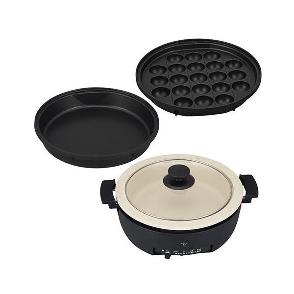 【発売日：2023年09月01日】■3枚タイプ「土鍋風なべ」「区切り線つきたこ焼きプレート」「遠赤すき焼きなべ」■食材の彩り、だしの色が映える「土鍋風なべ」(内径26cm)(満水容量3.3L)■熱くなったプレートに直接手が触れにくい「本体ガ...