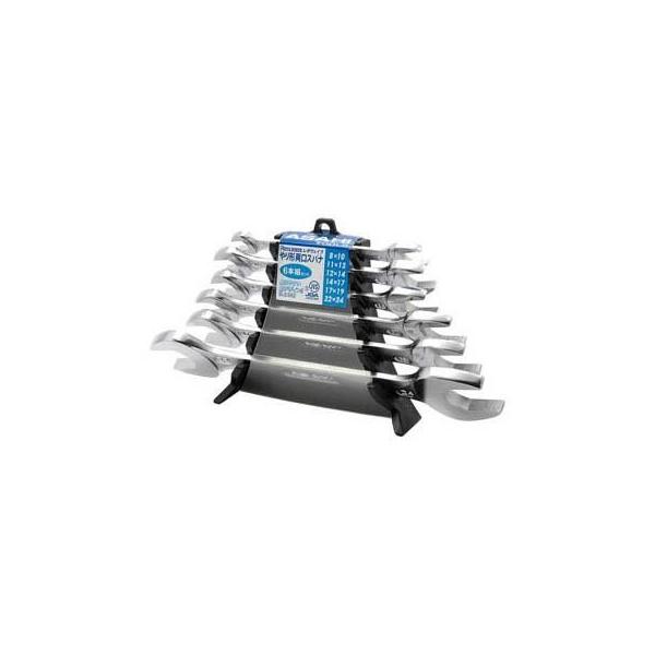 ■本体ネック部分に曲面を付けることで作業者の手にしっかりとフィットする機能性を実現しました。■頭部はシャープなヤリ型です。■JIS S級です。■材質は一般的なクロムバナジウム鋼です。■さまざまな作業に対応できる一般的なサイズの両口スパナ6丁...