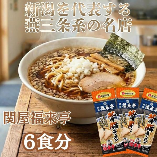 ※本商品に具材は入っておりません（麺・スープのみ）※盛り付け写真は調理例です。関屋福来亭の6食入りラーメンセットは、新潟燕三条の伝説的な味を自宅で楽しめる逸品です。丸榮製粉が手掛けるこのラーメンは、極太麺と生麺のような食感が特徴で、背脂がた...