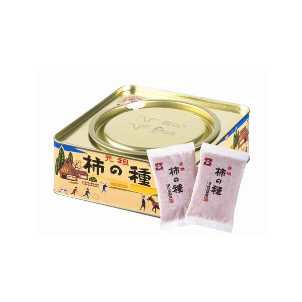 国産もち米使用の元祖柿の種を和紙風小袋に個包装し詰め合わせ進物缶です。原材料もち米（国産）、米（国産）、でん粉、醤油、でん粉分解物、食塩、還元水あめ、風味調味料、唐辛子／加工デンプン、調味料（アミノ酸等）、カラメル色素、紅麹色素、パプリカ色...