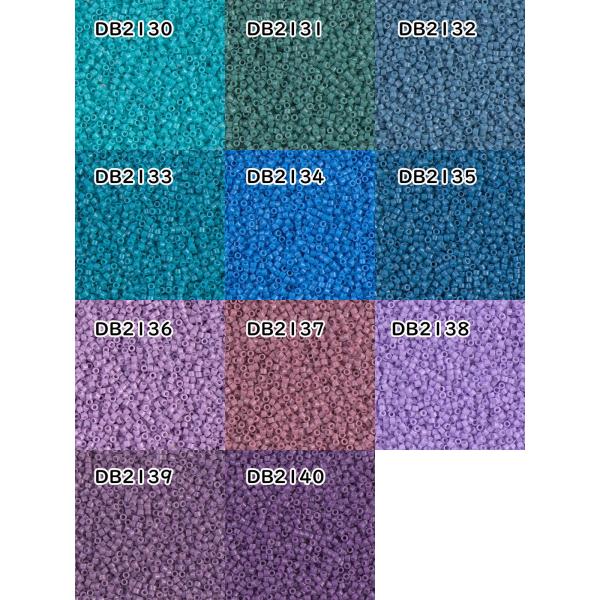 ビーズ織りやビーズステッチに最適なMIYUKI社製「デリカビーズ」です。内容量：約3g＜サイズ＞直径：1.60mm、長さ：1.30mm、穴径：0.80から0.85mmDB2130 デュラコート水色着色/ギョク、ツヤ有り、着色DB2131 デ...