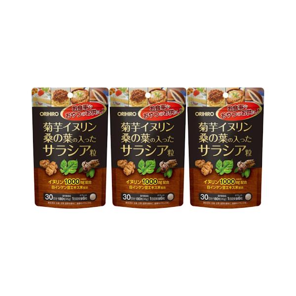 オリヒロ 菊芋イヌリン桑の葉の入ったサラシア粒 サプリメント1)話題の糖対策素材 サラシアサラシアは熱帯地域を原産とする植物で、糖分を分解する酵素の働きを阻害し、食品中の余分な糖分の吸収を抑えます。食生活が乱れがちな方におすすめの素材です。...