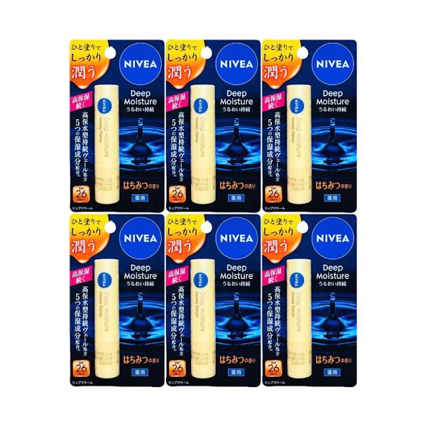 ニベア ディープモイスチャーリップ はちみつの香り 2.2g  花王　SPF20　PA++「保水持続ヴェール＊」が唇に広がり、ひと塗りでしっかり潤う高保湿リップクリーム。●3つの保湿成分（アミノ酸系保水成分・はちみつ・ローヤルゼリーエキス）...