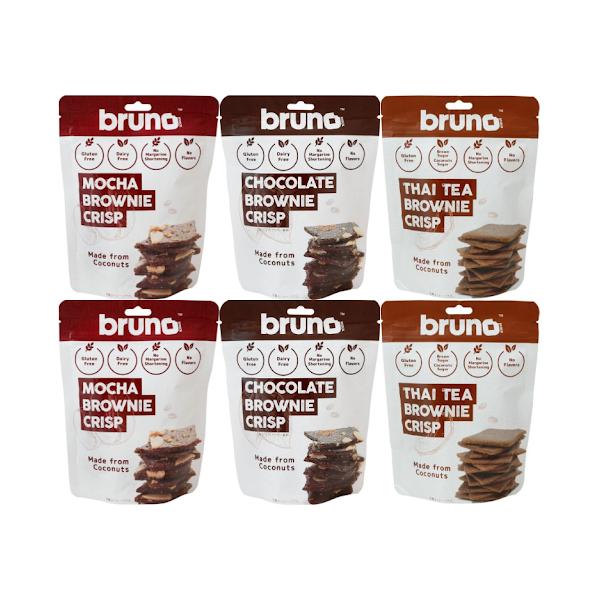 bruno snack クリスピーブラウニー 3種2個ずつセット チョコレート2 モカ2 タイティー2豊かなココアの風味に、甘すぎずサクッとクランチ食感のクリスピーブラウニーです。小麦粉の代わりにココナッツ粉、砂糖・バター・食塩の代わりに、...