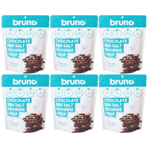 brunosnack ブルーノスナック クリスピーブラウニー シーソルトほんのり効かせたシーソルトがココアの甘さを引き立たせ、カシューナッツ、アーモンドを散りばめた、サクッと軽い食感のクリスプです。小麦粉の代わりにココナッツ粉、バターの代わ...