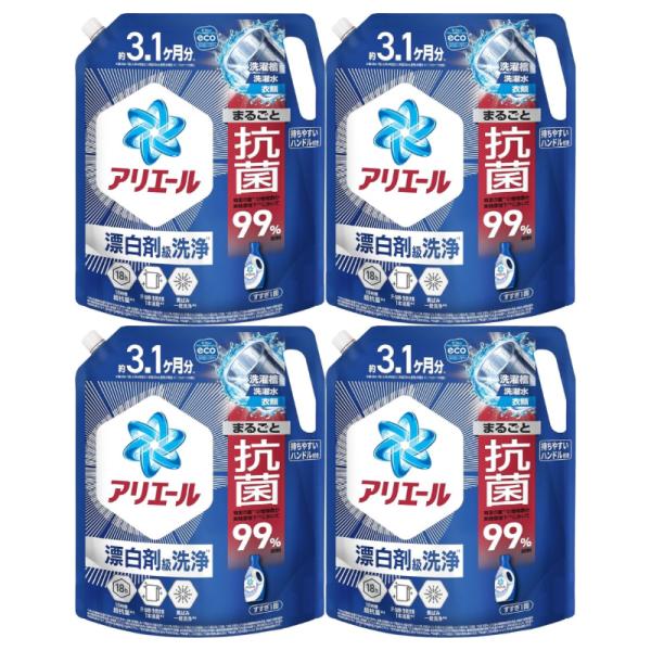 アリエール 洗濯洗剤 超抗菌プレミアム 漂白剤級洗浄 清潔でさわやかな香り 液体洗剤 詰め替え 2210g つめかえ用 大容量まるごと抗菌　衣類・洗濯水・洗濯槽 ＊全ての菌の増殖を抑えるわけではありません。万能洗剤　1本で(1)洗濯槽防カビ...
