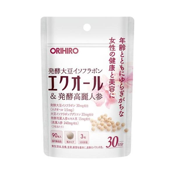 オリヒロ エクオール＆発酵高麗人参 30日分 大豆イソフラボンサプリメント年齢とともにゆらぎがちな女性の健康と美容に！１）エクオール1．5mg配合発酵大豆イソフラボンを1日目安量中に30mg配合し、エクオールとして1.5mg補給できる製品で...