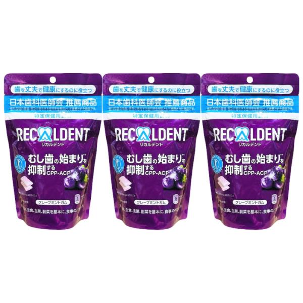 リカルデント グレープミント スタンドパウチ 280g 大容量シュガーレスガム280g入りの大容量パウチ「むし歯の始まり(脱灰)を抑制するCPP-ACP」の特保のガム！リカルデントだけの牛乳由来成分「CPP-ACP（関与成分）」による、３つ...