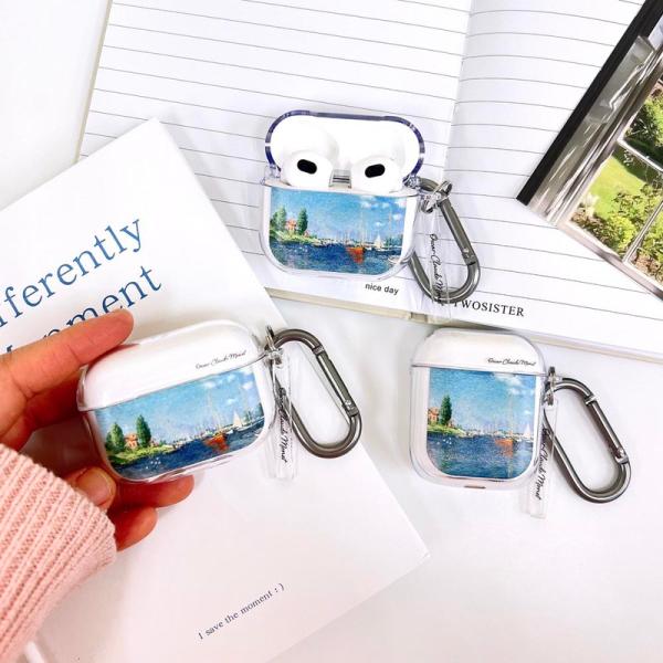 ケース本体素材：TPU (ソフトケース)・PC(ハードケース)対応機種：AirPods(第1/2世代)　AirPodspro(第1世代)　　AirPodspro(第2世代)　AirPods(第3世代)【セット品】ケース・巾着ポーチ・蓋外れ防...