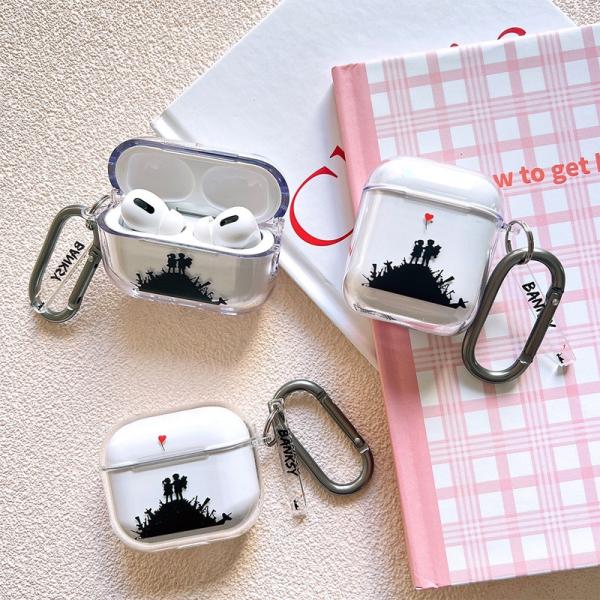 ケース本体素材：TPU (ソフトケース)・PC(ハードケース)対応機種：AirPods(第1/2世代)　AirPodspro(第1/2世代)　AirPods(第3世代)【セット品】ケース・巾着ポーチ・蓋外れ防止シール・カラビナフック・チャー...