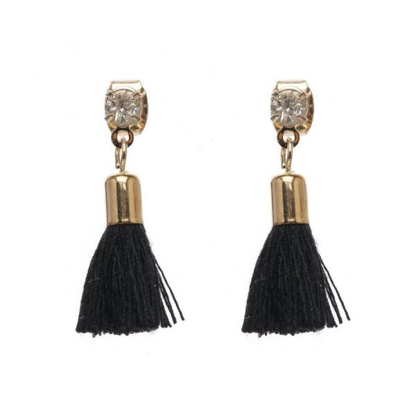 カラー：ブラック素材：合金・アクリル樹脂・ポリエステルモチーフサイズ：縦約2.5cm×横約0.5&amp;#12316;1cmストーンミニフリンジピアス ブラック ピアスアクセサリー レディース シンプル おしゃれ onlyou オンリーユ...