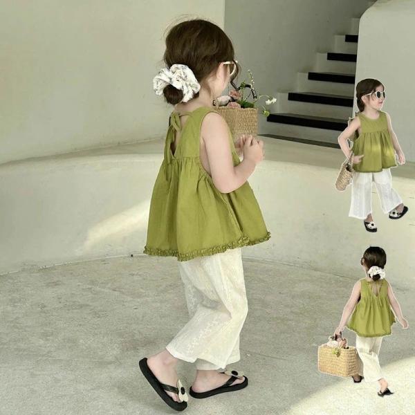 セットアップ キッズ 韓国子供服 女の子 春 夏 ベビー服 上下セット  tシャツ ガウチョパンツ 子供服 トップス ボトムス ズボン ジュニア 赤ちゃん おしゃれ 可愛い 入学 入園 幼稚園 小学生 お出かけ 80cm 90cm 100 ...