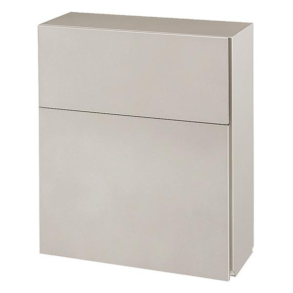 ■サイズ:幅370×奥行152.5×高さ420■仕様:前入れ前取出し■材質:ステンレス■色:シャイングレー ■プッシュ錠が付いています ■壁付けのための部品が同梱されています