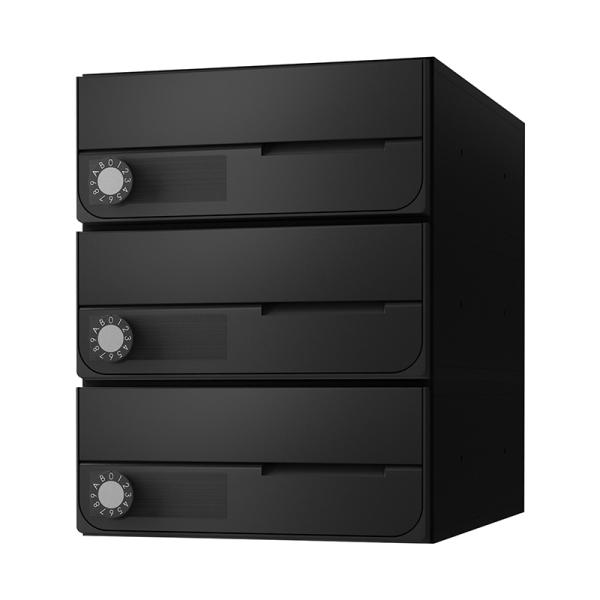 この商品は3戸用（ポストが3個）です。サイズ：高さ360×幅280×奥行406.2mm重量：5.2kg■仕上げ扉・投入口：アクリル焼付塗装　カラーバリエーション設定■材質本体：樹脂難燃グレード扉：ステンレス（SUS304） ポリカーボネート...