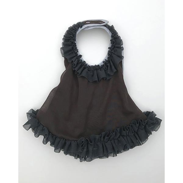 ■商品説明襟元と裾にたっぷり。コットンチュールのギャザーがシフォンにオン！。シンプルな洋服の上に重ねるだけで、ドレスアップ。月齢少なめの赤ちゃんが着るとドレスのように。後ろ下にも身頃があるから、常時フィットし、お子様が嫌がることなく、のびの...