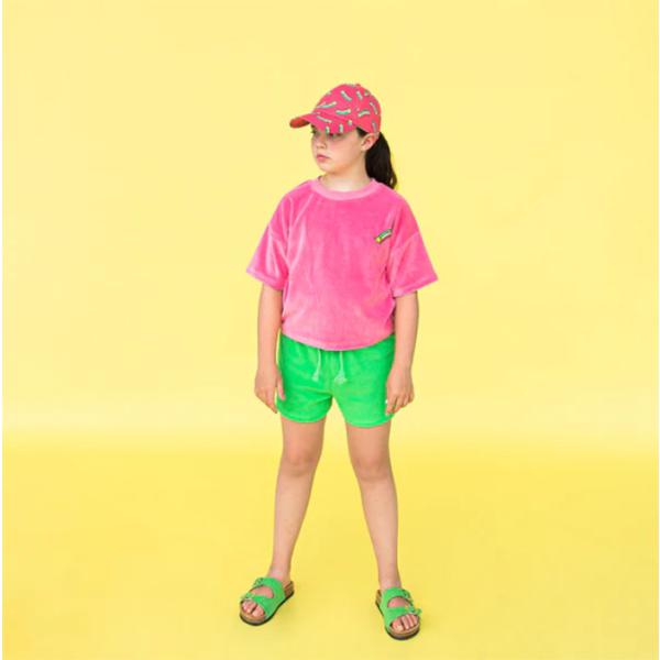 CarlijnQ （カーラインク）オランダのベビー・キッズウェアブランド。商品説明：CarlijnQ カーラインク ショートパンツ 女の子 春夏秋 タオル地 130cm〜160cm  蛍光グリーン子供服Basic - Girls Sweat...