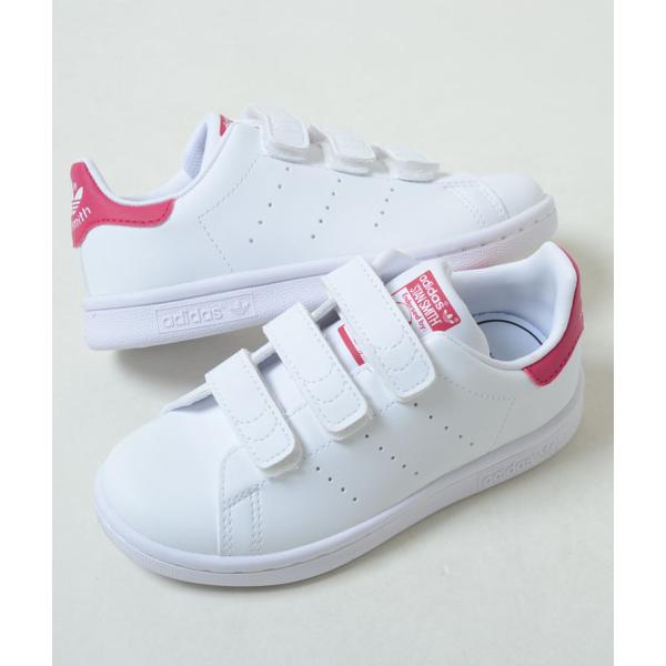 ■商品説明adidas STAN SMITH CF C「Stan Smith CF C」は、あの伝説の“Stan Smith”の子供向けシューズ。レザーのアッパーにベルクロの開閉部をチョイスし、やわらかいテリークロスと合成皮革のライニング、...