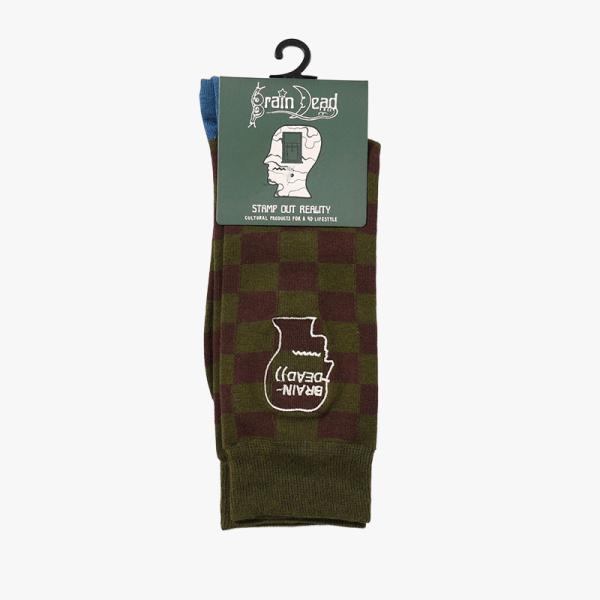 [A09004585FW25]クラシックなチェック柄のソックス。アイコニックなロゴを刺繍で配置。つま先、かかとのコントラストもポイント。