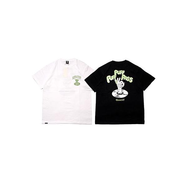 Smoker達は心得ている"PUFF PUFF PASS"をDONUTS45人気ロゴ"RUFF&amp;TUFF"に落とし込んだSpecialな1枚。※6.2ozヘビーウェイトボディ使用。-DONUTS 45(ドーナツフォーティーファイブ)...
