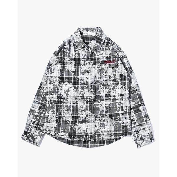 [26HG-SS19]漂白したようなムラ感を表現したプリント加工が印象的なチェックシャツ。均一ではないフェードの表情が奥行きを生み、スタイリングにさりげないニュアンスを加える。襟元と裾はカットオフ仕様に仕上げ、ラフな抜け感を演出。着用や洗い...