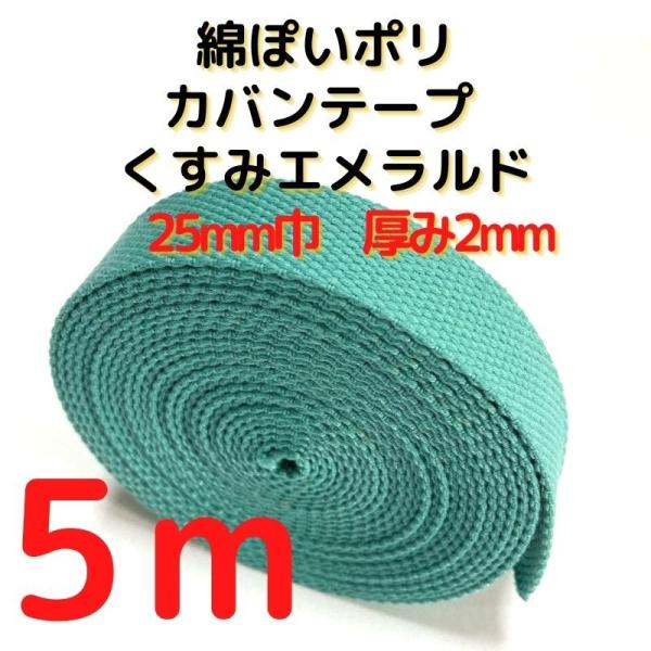 厚さ：約2mm幅：約25mm長さ：約5m素材：ポリエステル100%　テカテカせずアクリルテープに似た綿ぽい素材感原産国：中国【用途】荷締めベルト、中型犬や大型犬の首輪、肩掛けベルト、ペット用の首輪やリード、作業用ベルト、スーツケースとバック...