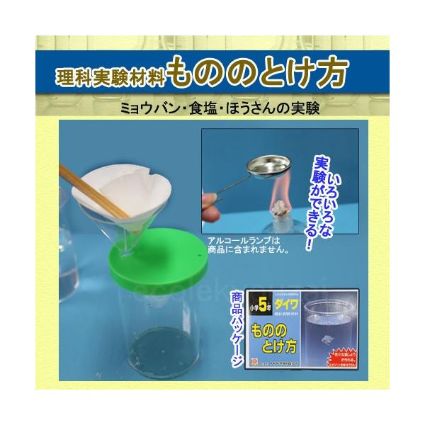 ミョウバン・食塩・ほうさんを使った水溶液の実験ができます。もののとける時の様子、水溶液の重さ、水に溶けるものの量、水の温度と溶けるものの量、溶けているものの取り出し方、結晶作りなどが学べます。【理科実験材料もののとけ方】 【セット内容】 薬...