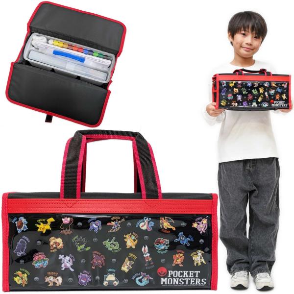 ポケットモンスターのかっこいい絵の具セット。小学校の図工の時間に使える中身の揃った画材セットです。ポケモン達がプリントされた絵の具バッグ。お気に入りのポケモンが見つかるかな？バッグに掲載されているポケモン一覧カメックス、ピカチュー、キテルグ...