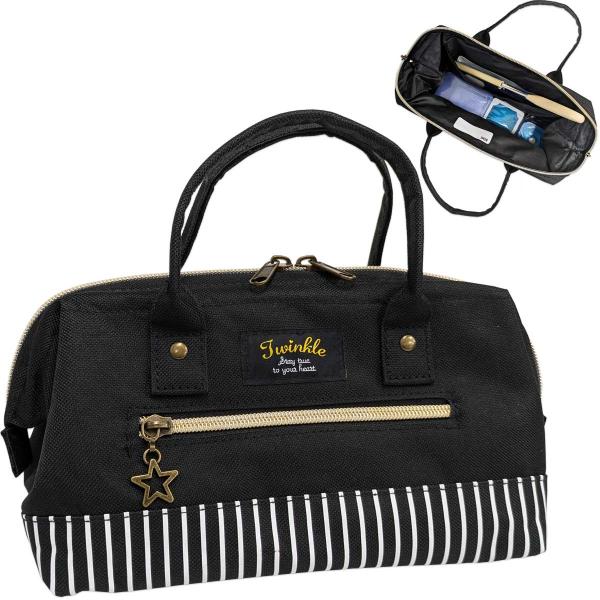 黒を基調としたストライプ生地と星形のファスナートップがお洒落な裁縫セット。流れ星をイメージした大人かわいい裁縫バッグ。セットの中身が学校準拠なので家庭科の授業でもすぐに使えます。収納便利な内ポケット付きです。初心者でも使いやすい学校現場で数...